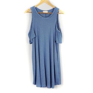 Altar'd State | Dresses | Altard State Blue Striped Cold Shoulder Dress ...